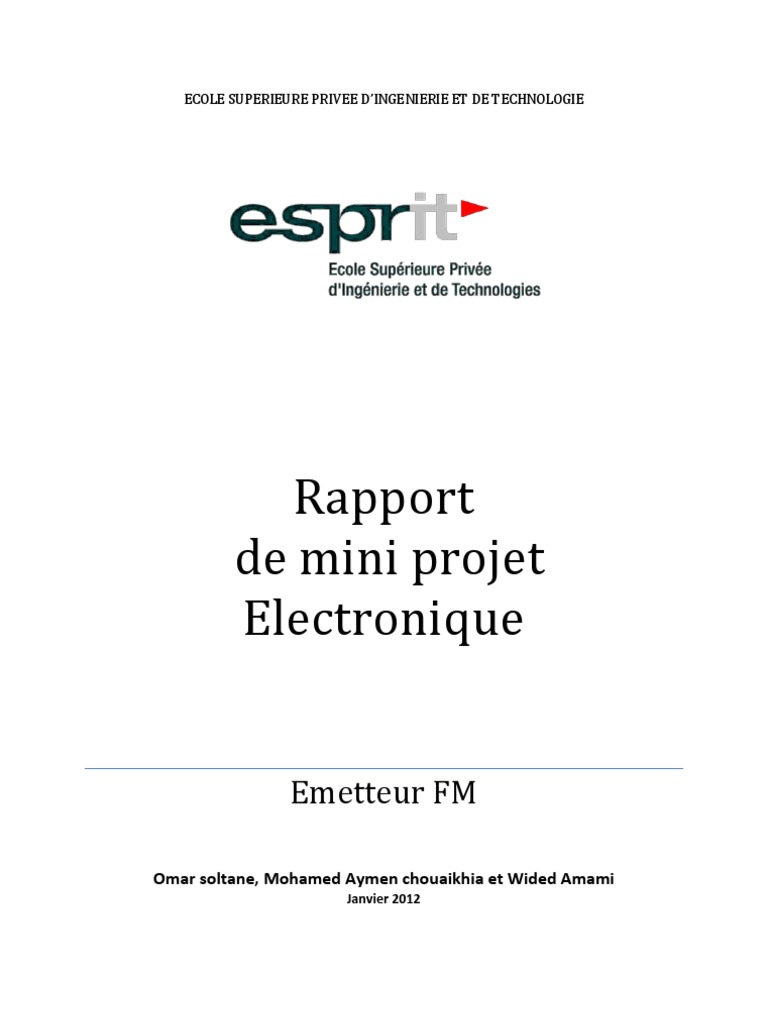 Rapport Mini Projet Electronique | PDF | Amplificateur électronique | Filtre (électronique)