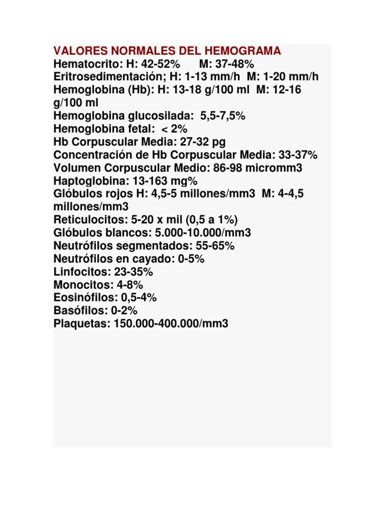 Valores Normales Del Hemograma: Para Que Sirve El Hemograma – GJASG