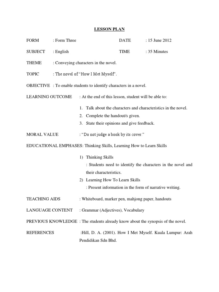 LESSON PLAN Literature | PDF | Lesson Plan | Semiotics LESSON PLAN Literature | PDF | Lesson Plan | Semiotics