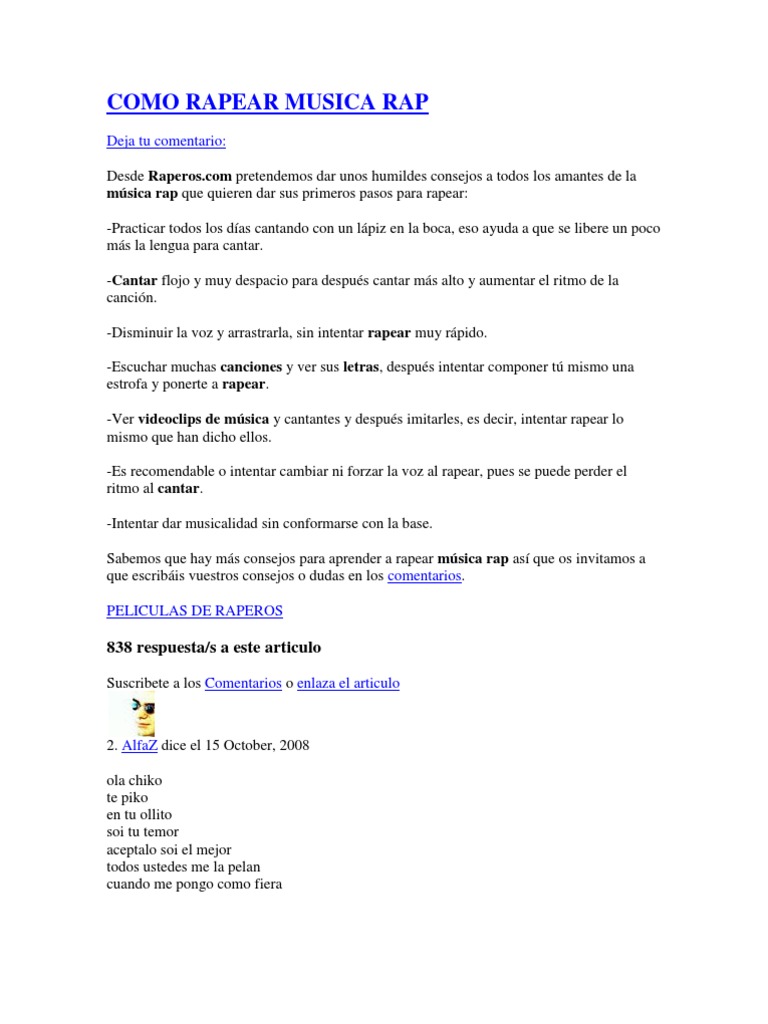 Consejos para Aprender a Rapear | PDF | Entretenimiento | Las artes ...