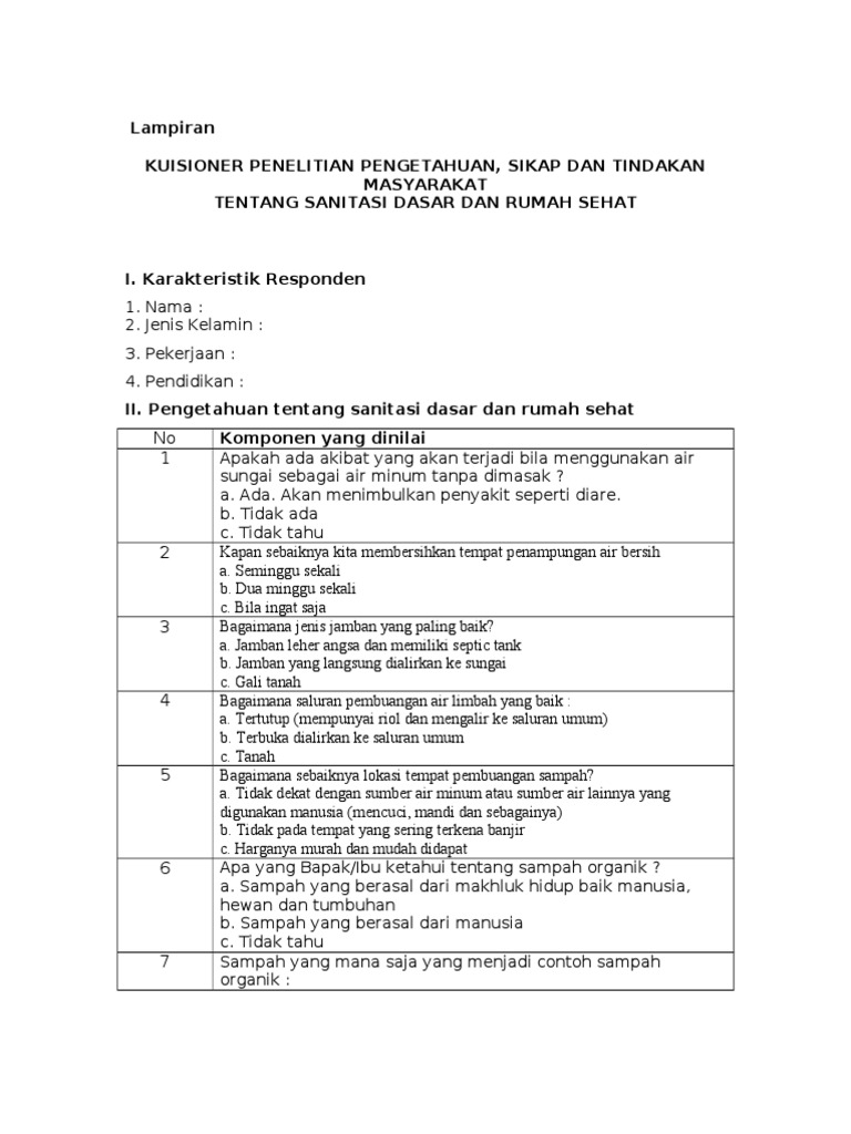 Contoh Kuesioner