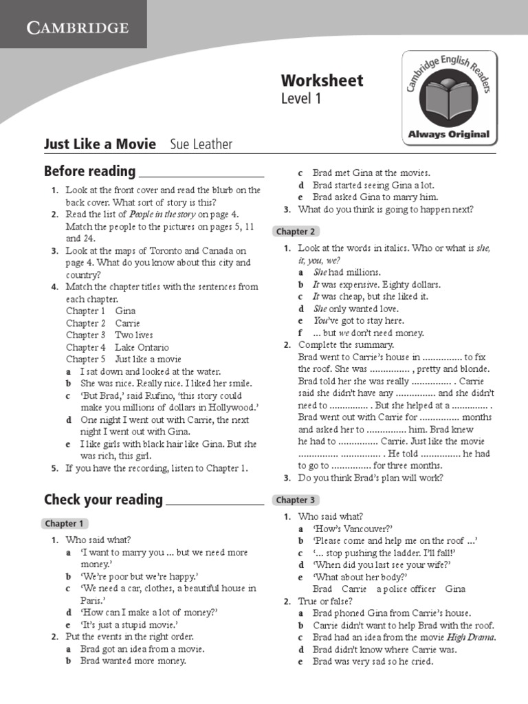 Worksheet: Just Like A Movie | PDF | Leisure