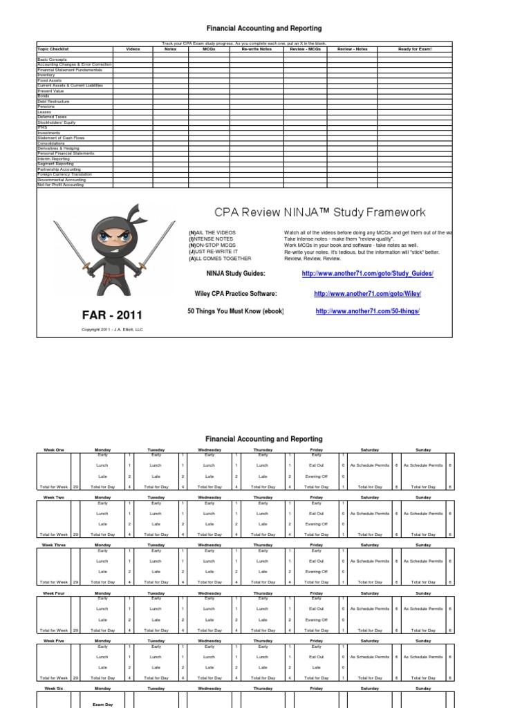 NINJA Study Planner | PDF | Financial Accounting | Accounting