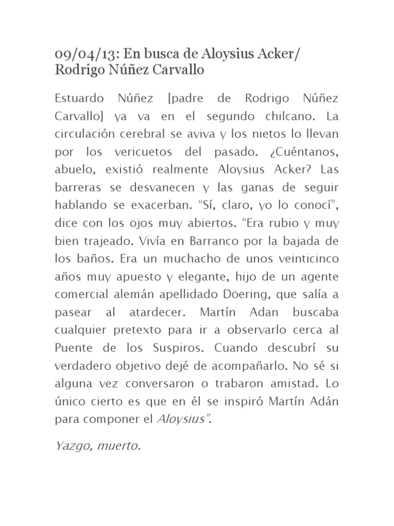 En Busca de Aloysius Acker | PDF | Personas | Poesía