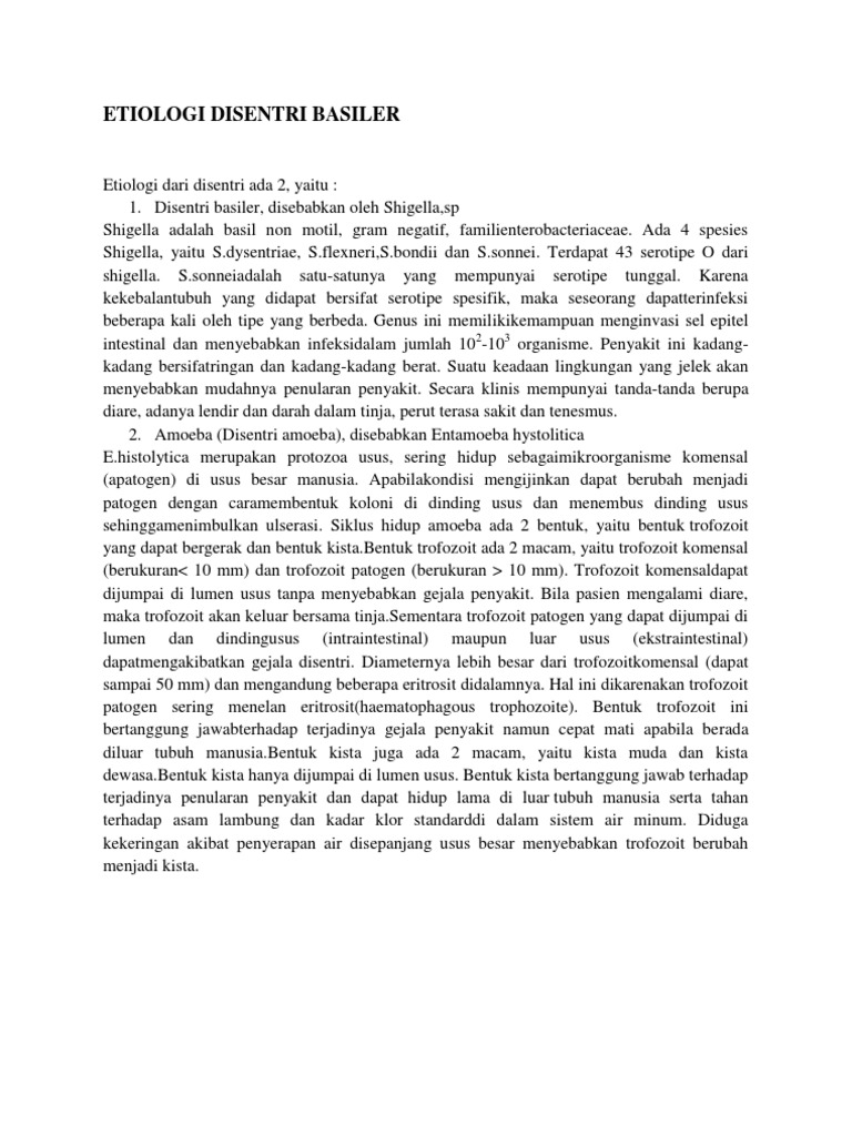 Etiologi Disentri Basiler | PDF
