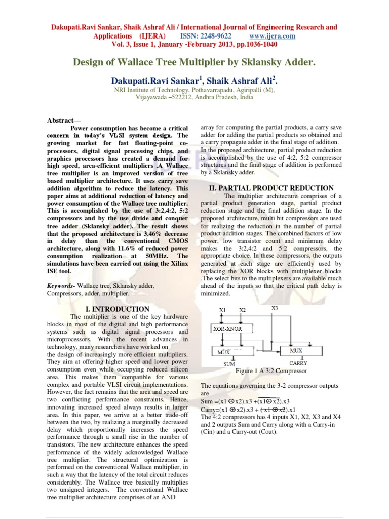 Wallace Tree Multiplier | PDF | Computer Engineering | Electronic Engineering