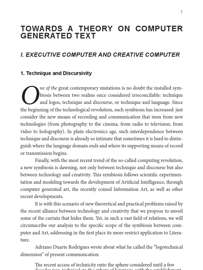 Computer-Generated Text and Art Theory | PDF | Aesthetics | Concept