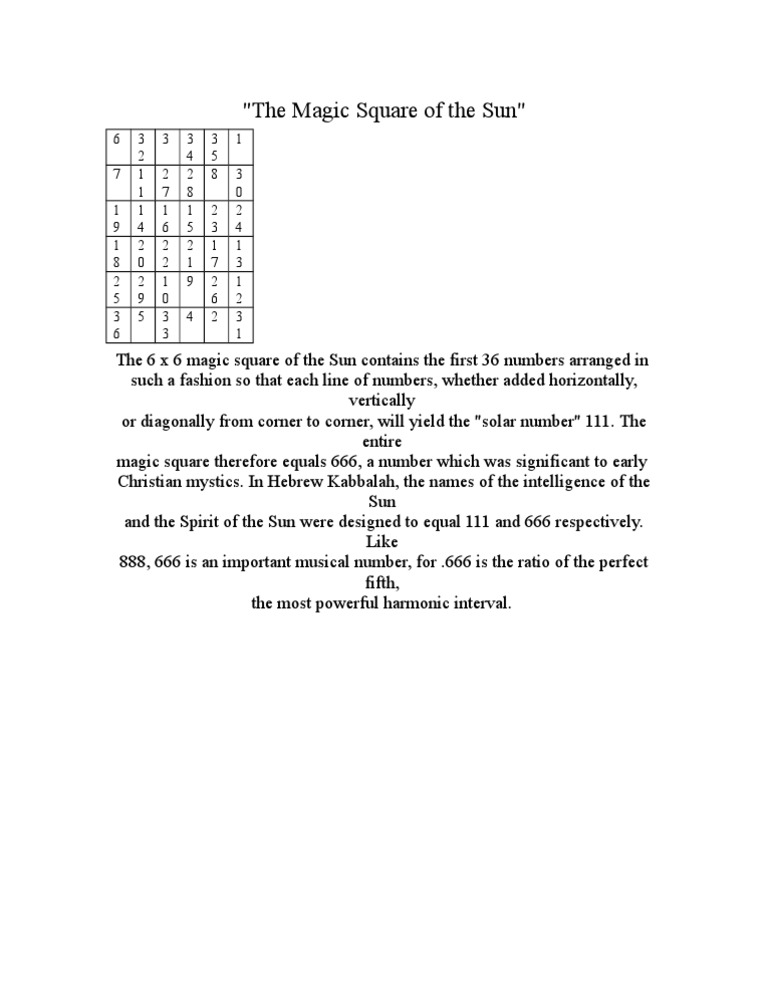 Magic Square of The Sun | PDF