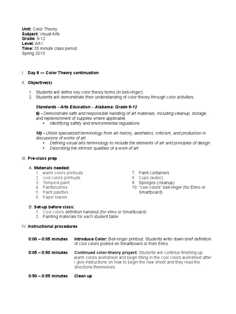 Color Theory Lesson Plan for Grades 9-12 | PDF | Foreign Language Studies