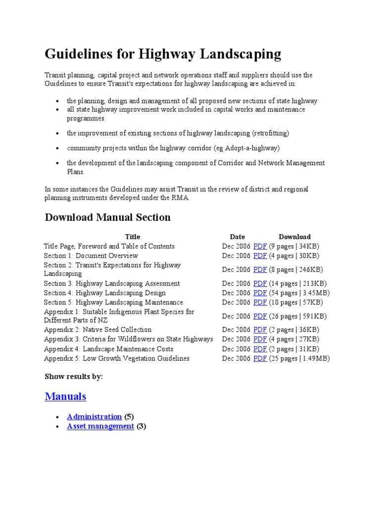 Highway Landscaping Guidelines Overview | PDF | Portable Document ...