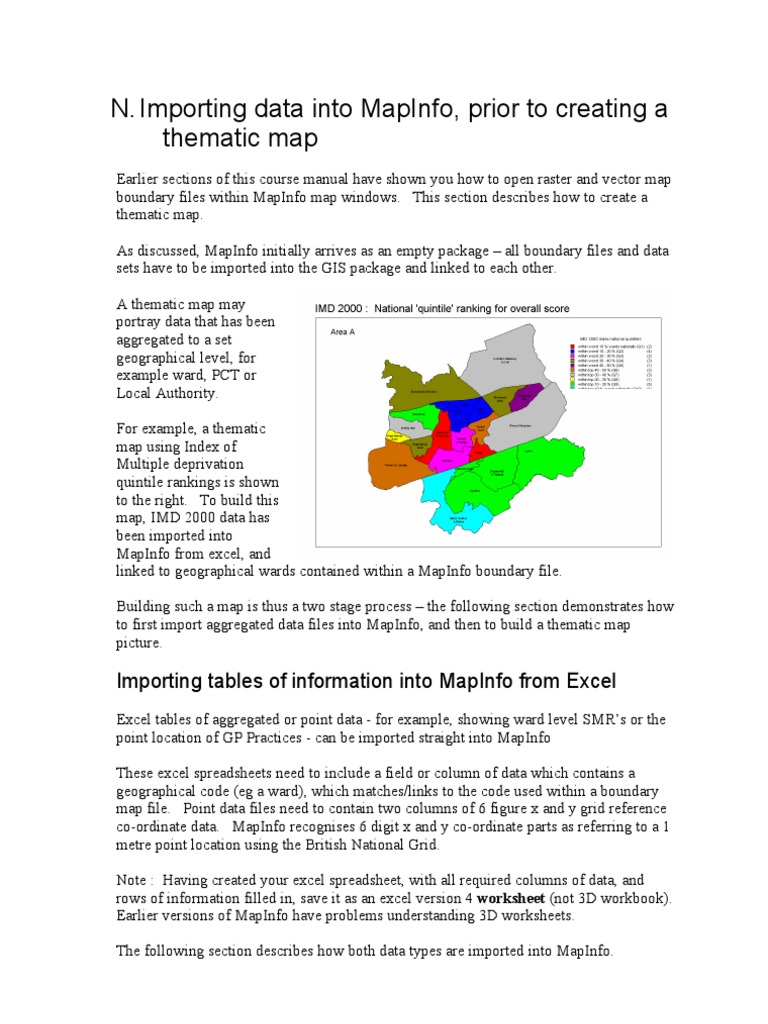Importing Data & Creating Thematic Maps in MapInfo | PDF | Spreadsheet | Microsoft Excel