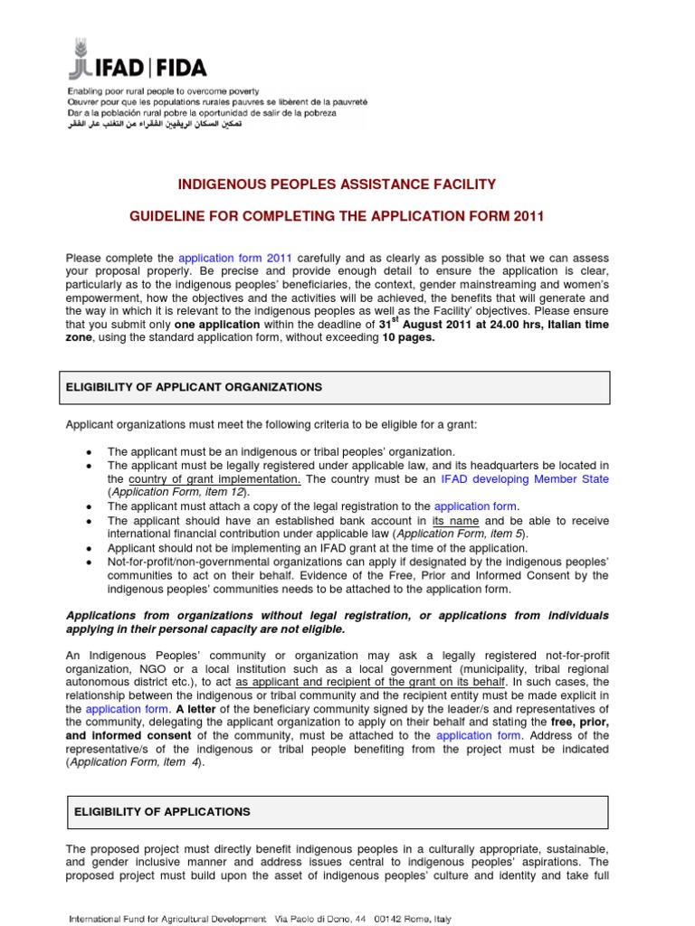Indigenous Peoples Assistance Facility Guideline For Completing The ...