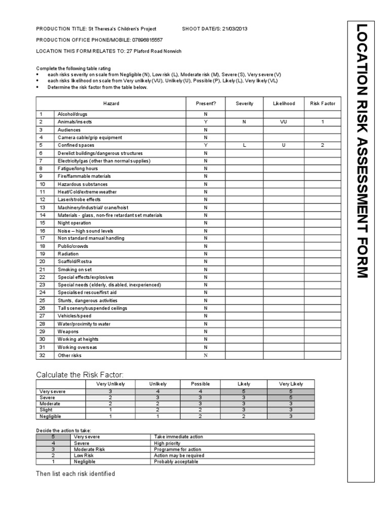 Risk Assessment Form Plaford Road | PDF | Risk | Safety
