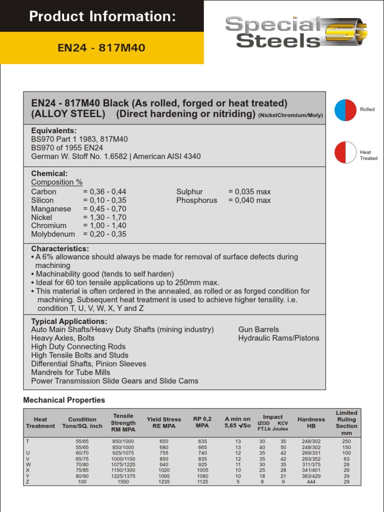 EN24 Properties and Chemical Composition | PDF