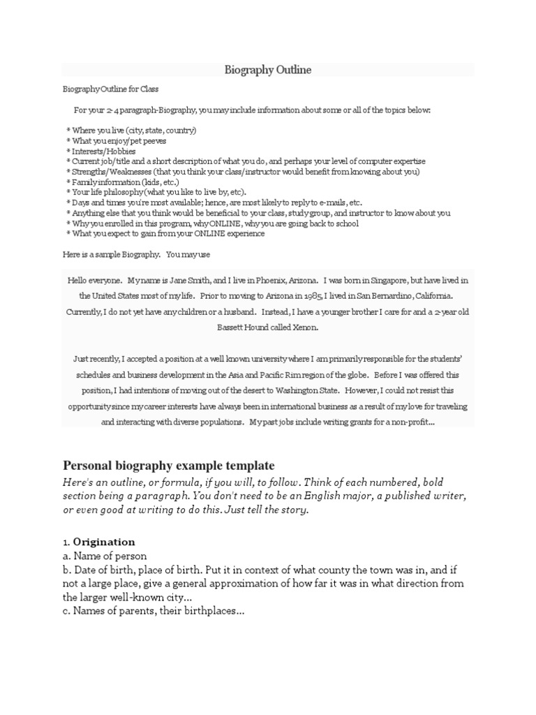 Biography Outline | PDF | Further Education