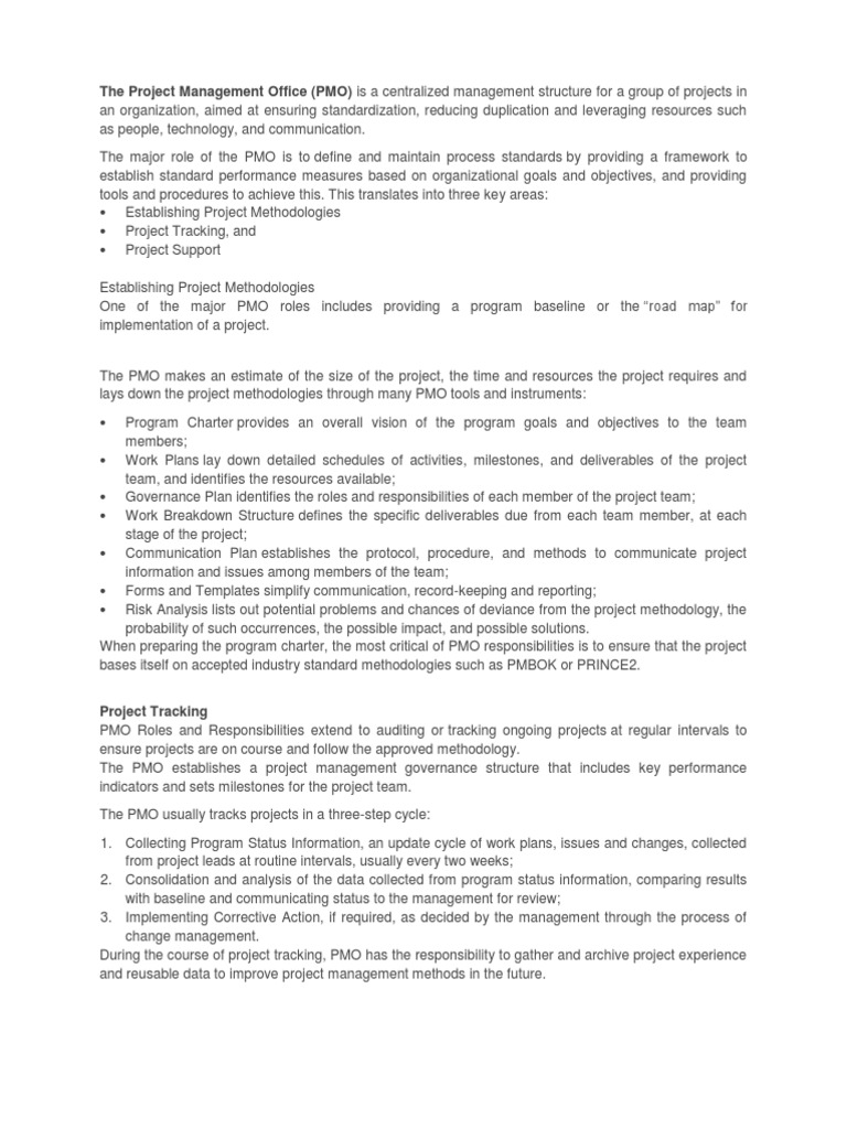 Understanding PMO Roles and Functions | PDF | Project Management ...