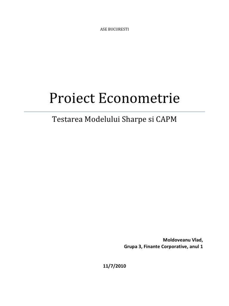 Proiect Econometrie | PDF
