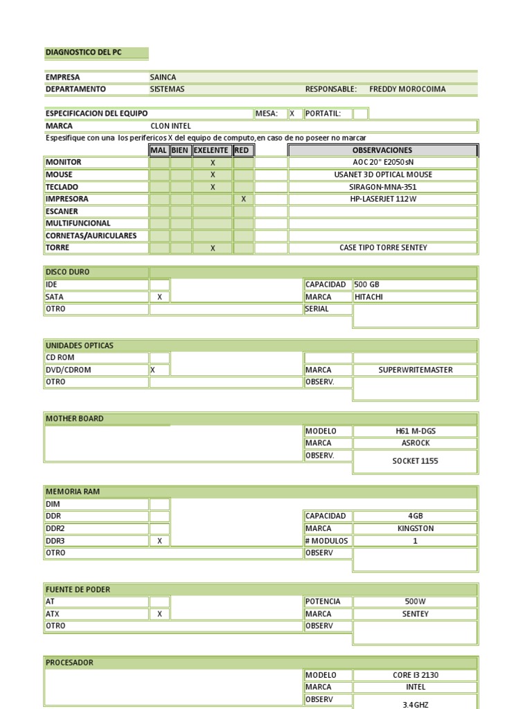 Formato Inspeccion de Equipos | PDF