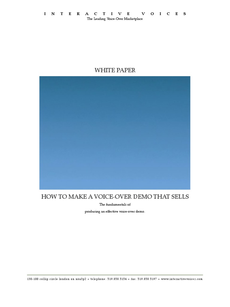 How To Make A Voice Over Demo | PDF | Voice Acting | Voice Over