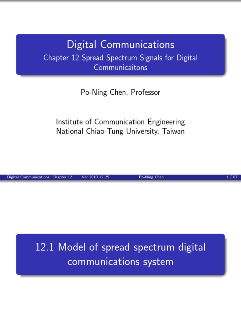Chap12 Spread Spectrum Signals | PDF | Sampling (Signal Processing) | Bandwidth (Signal Processing)