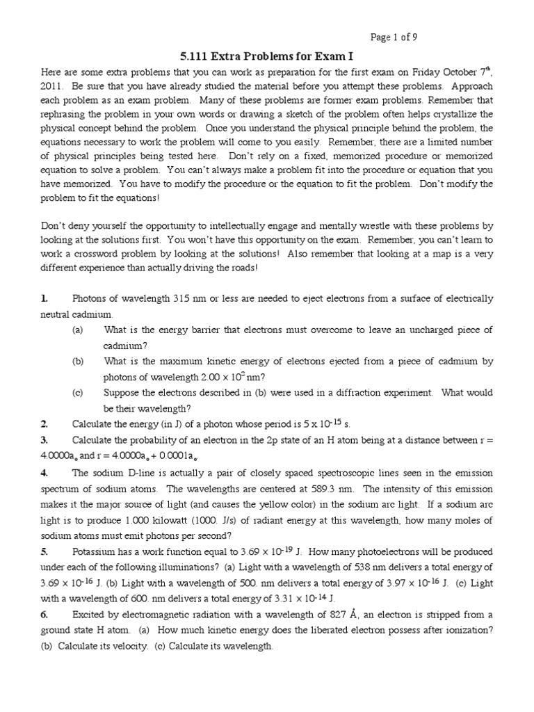 Exam1 Practice | PDF | Atomic Orbital | Electron