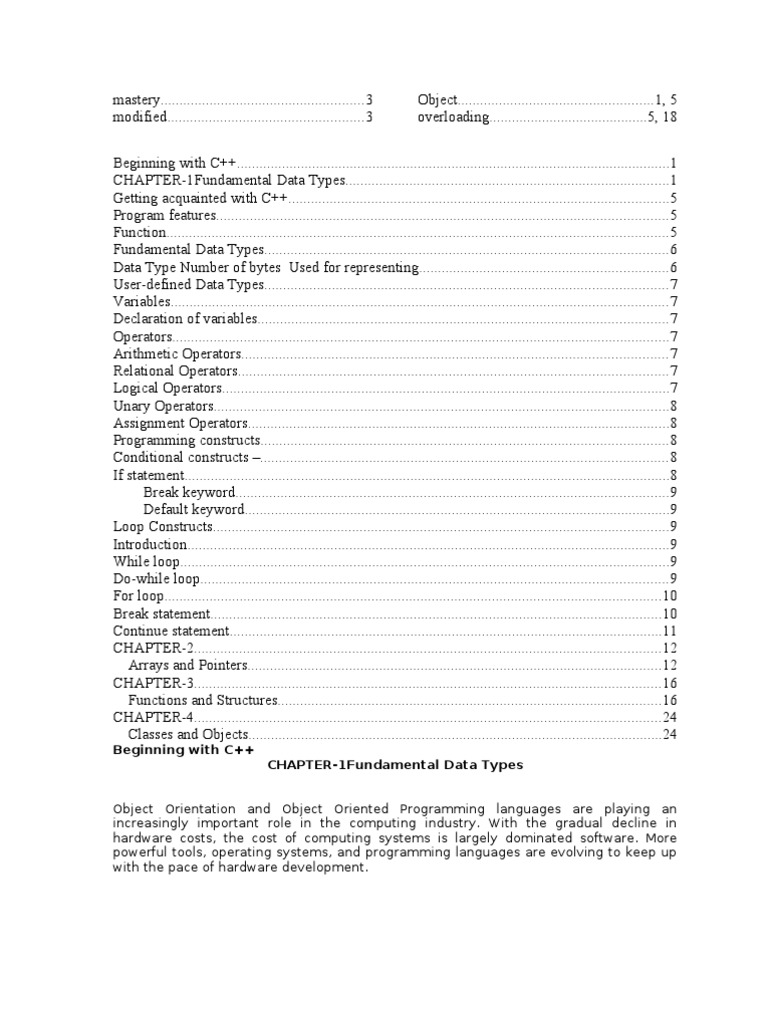 Beginning With C++ CHAPTER-1Fundamental Data Types | PDF | Control Flow | Pointer (Computer ...