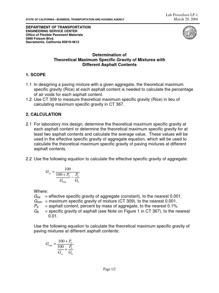 Effective Specific Gravity Calculation Guide | PDF | Asphalt | Gravity