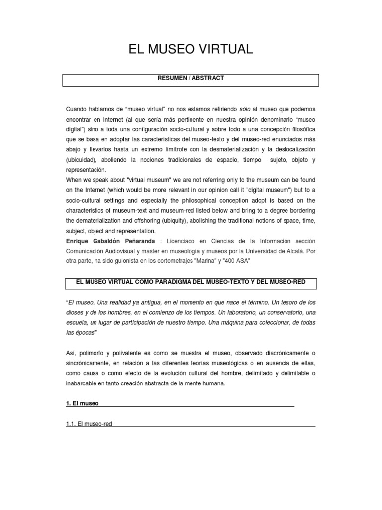El Museo Virtual | PDF | Museo | Aparición