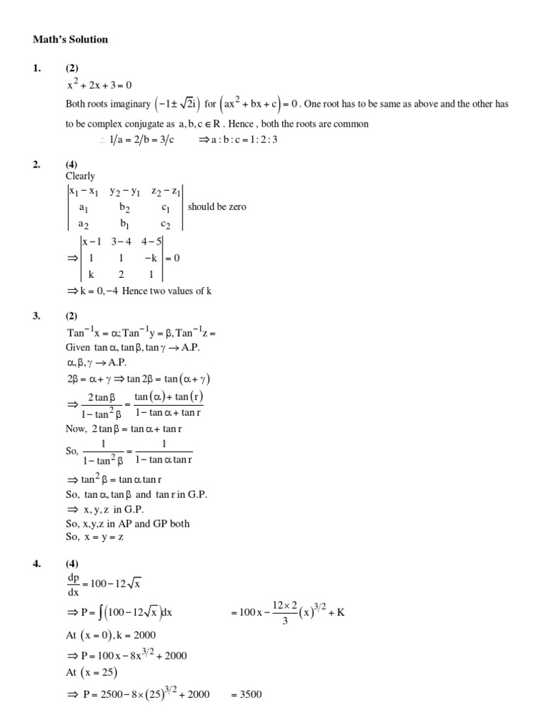 IIT Math Questions with Solutions PDF | PDF | Euclidean Plane Geometry ...