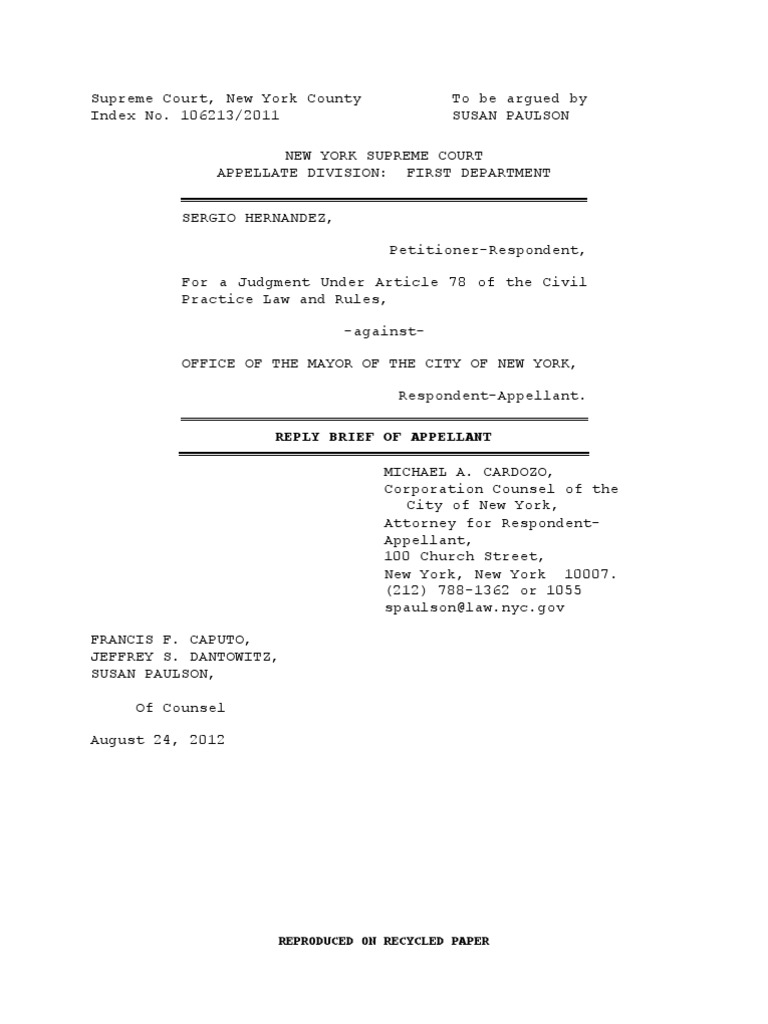 Appellant's Reply Brief (City) | PDF | Brief (Law) | Appeal