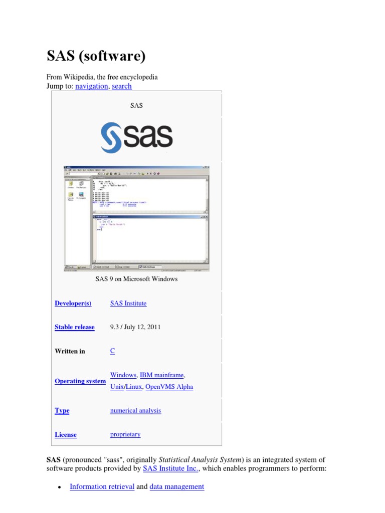 SAS History | PDF