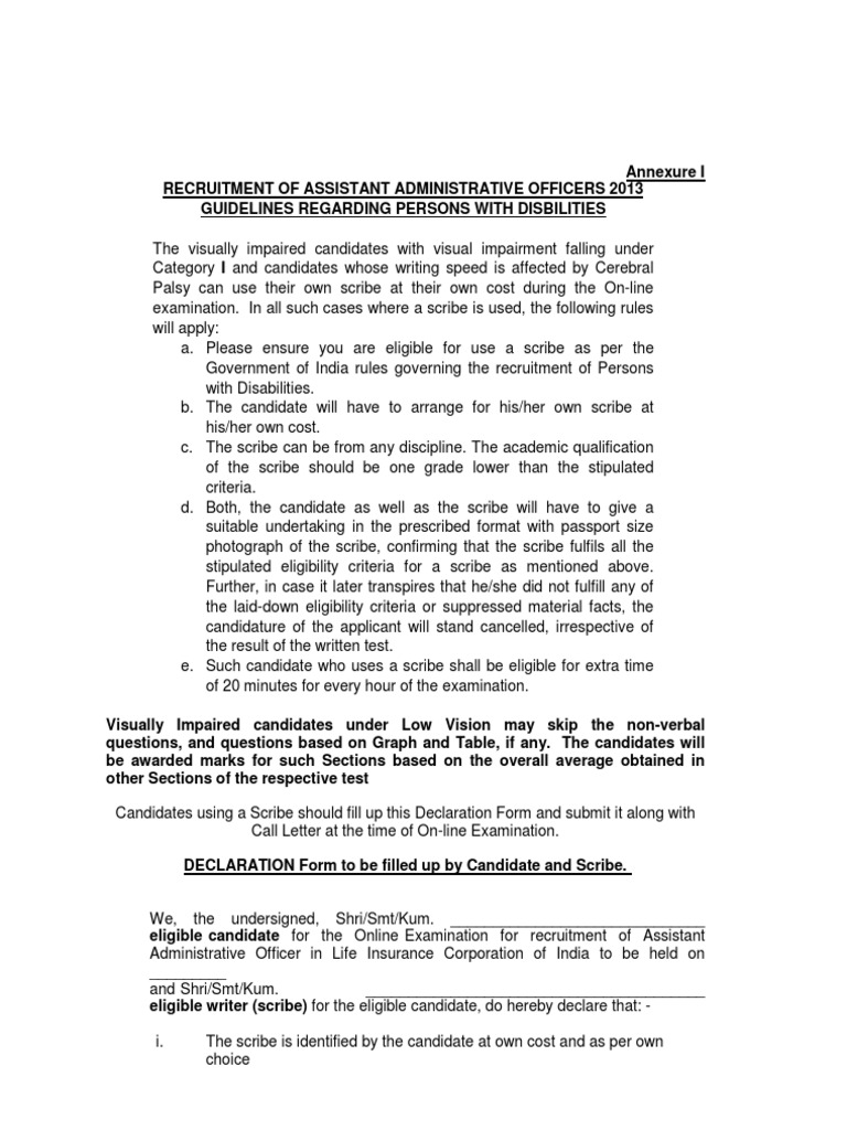 Scribe Declaration Aao-2013 | PDF