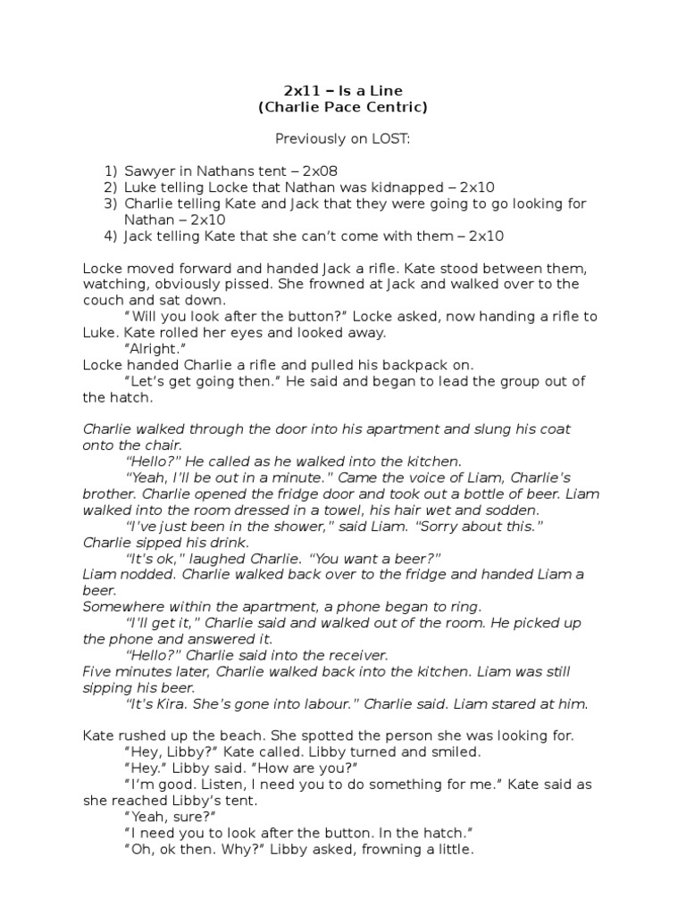 2x11 Is A Line | PDF | Characters Created | American Television Episodes