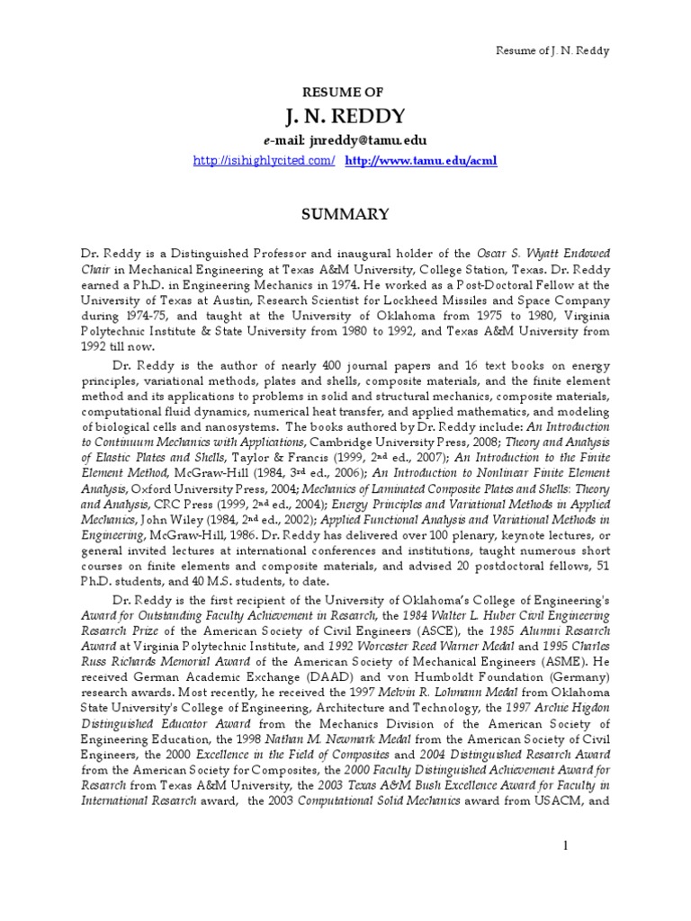 J.N. Reddy: Mechanical Engineering Expert | PDF | Engineering | Finite ...