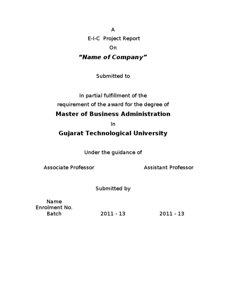 "Name of Company": Master of Business Administration Gujarat ...