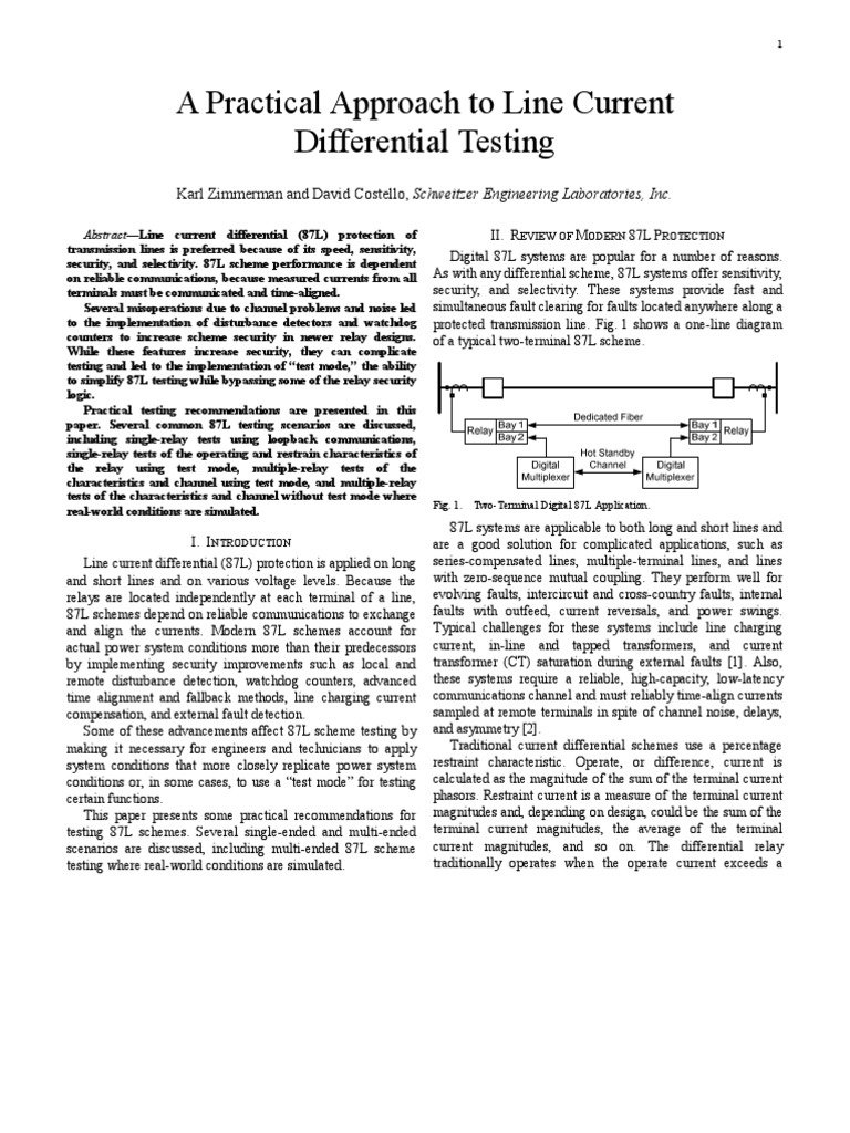 Line Current Differential Testing-A Practical Approach | PDF | Relay ...