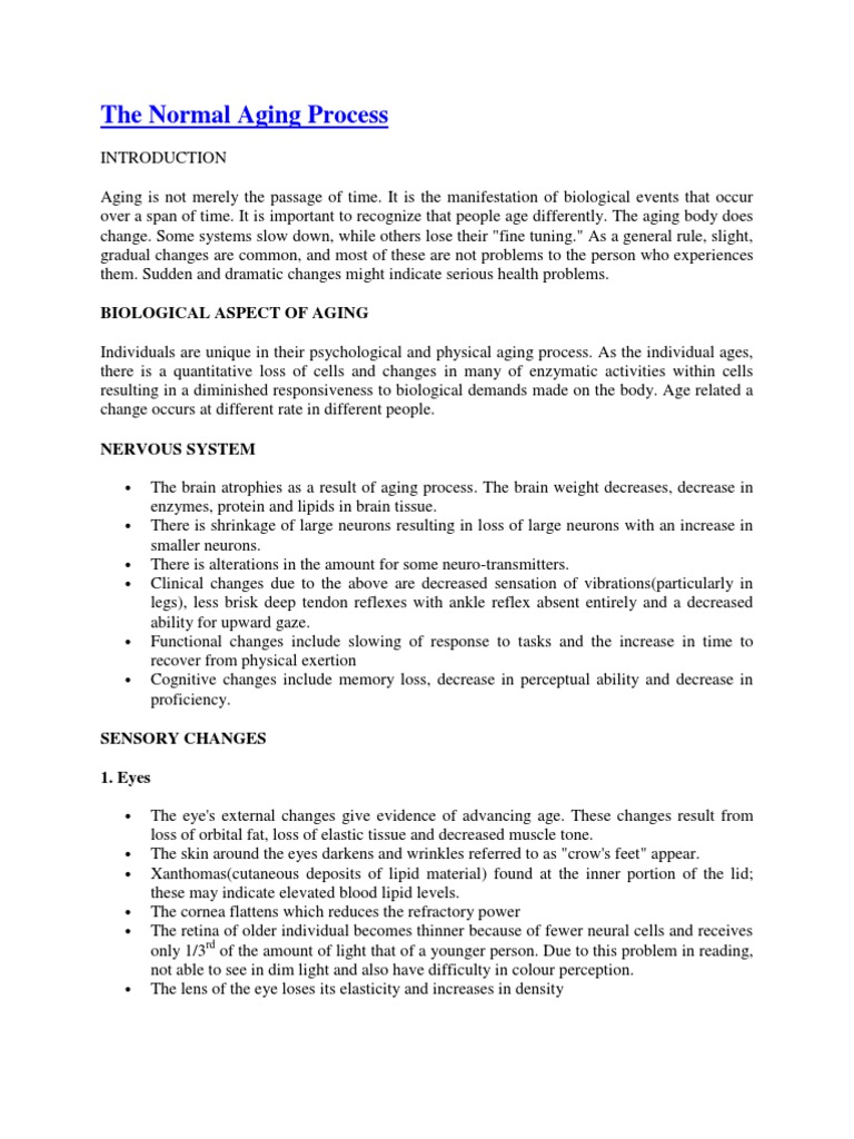 The Normal Aging Process | PDF | Grief | Sexual Intercourse