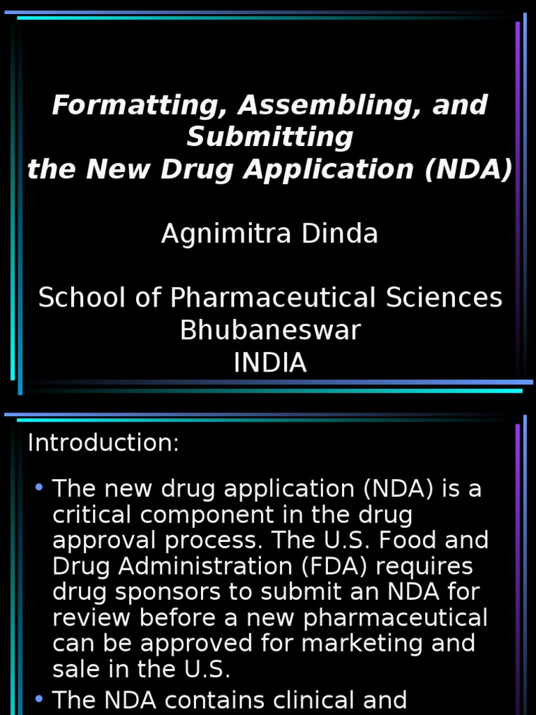 Formatting, Assembling, and Submitting The New Drug Application ...