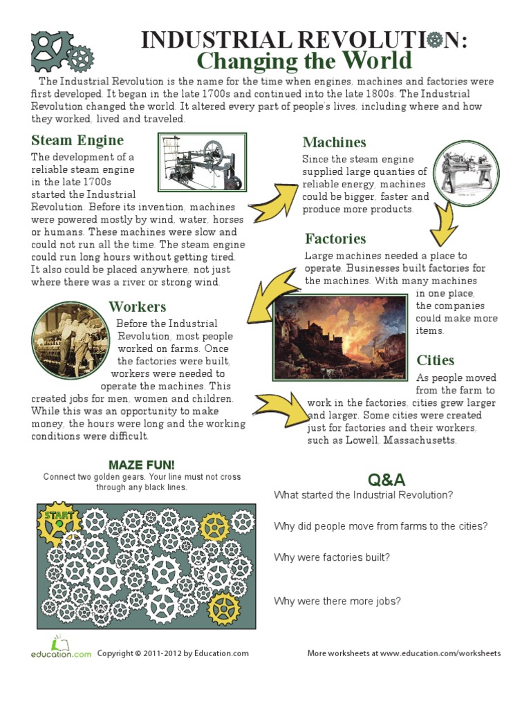 Industrial Revolution Worksheet | Download Free PDF | Industrial ...