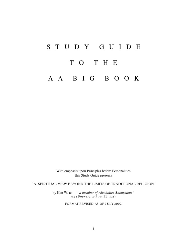 The Big Book Study Guide | PDF | Alcoholics Anonymous | The Big Book (Alcoholics Anonymous)