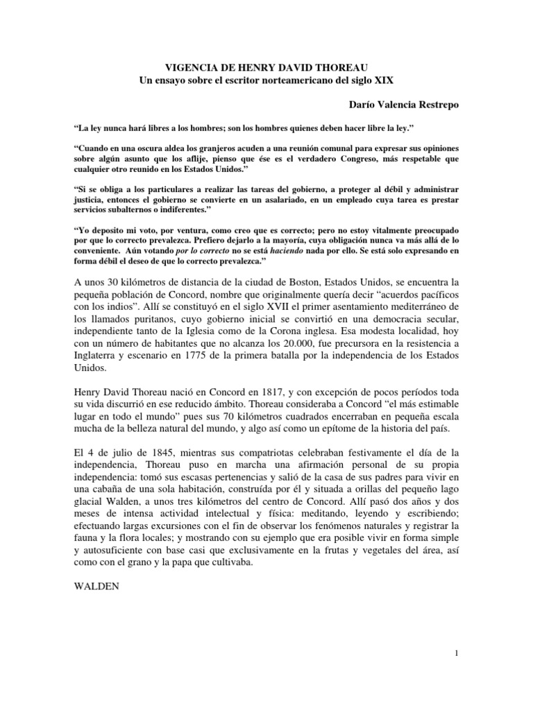 Thoreau | PDF | Henry David Thoreau | Walden