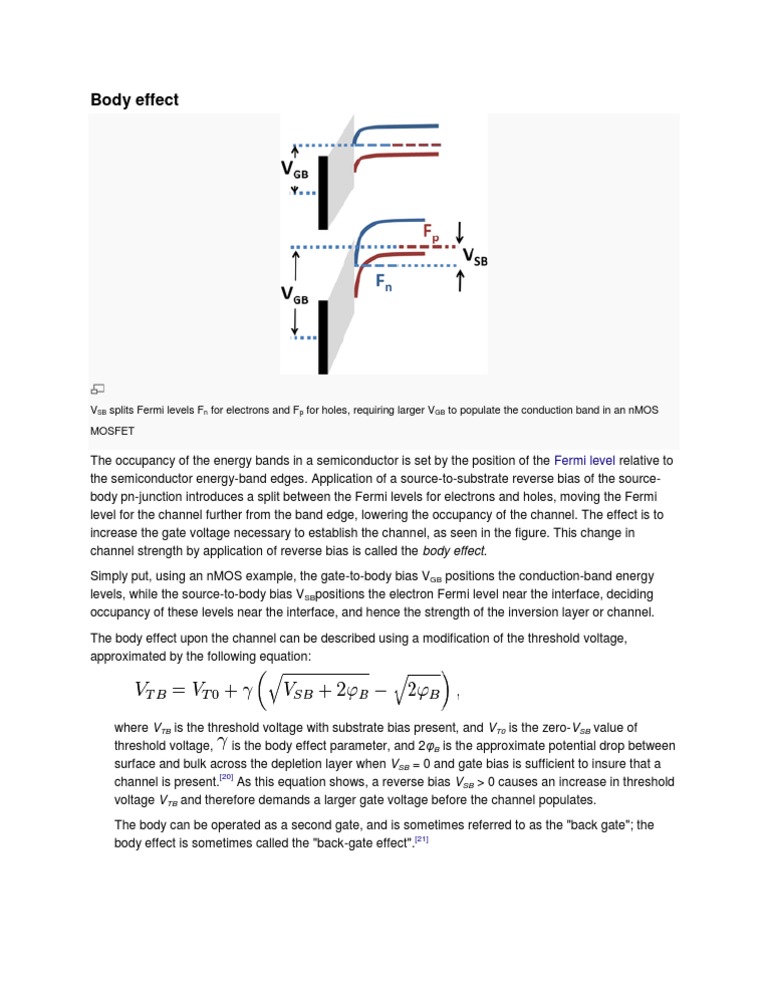 Understanding the Body Effect in MOSFETs | PDF
