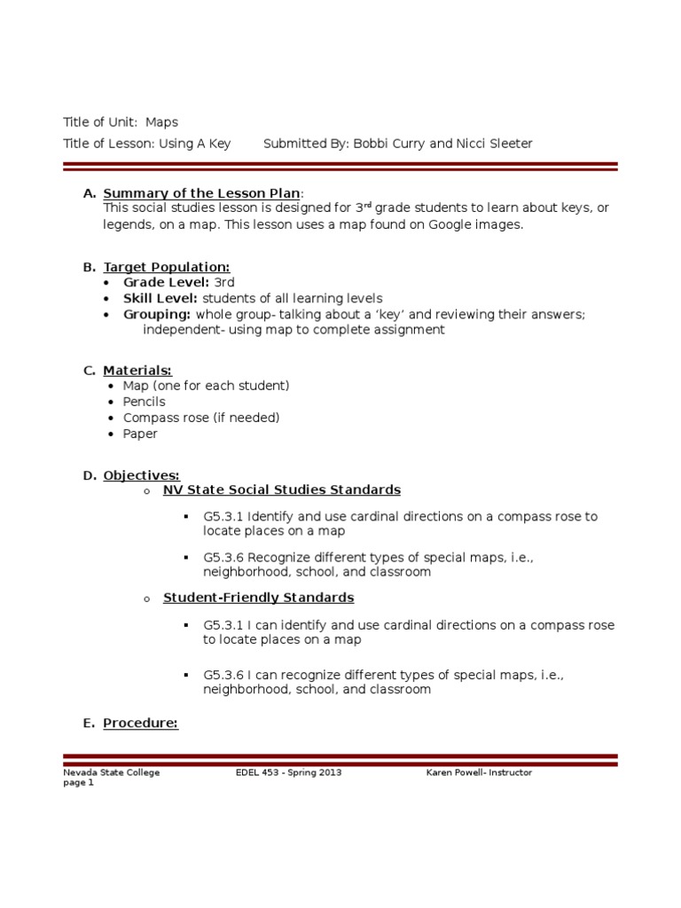 Teaching Map Keys to 3rd Graders | PDF | Lesson Plan | Educational ...