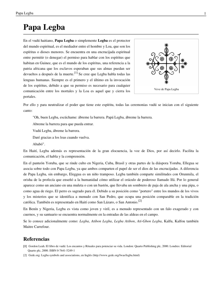 Papa Legba: Mediador Espiritual en Vudú | PDF | Religión y creencia