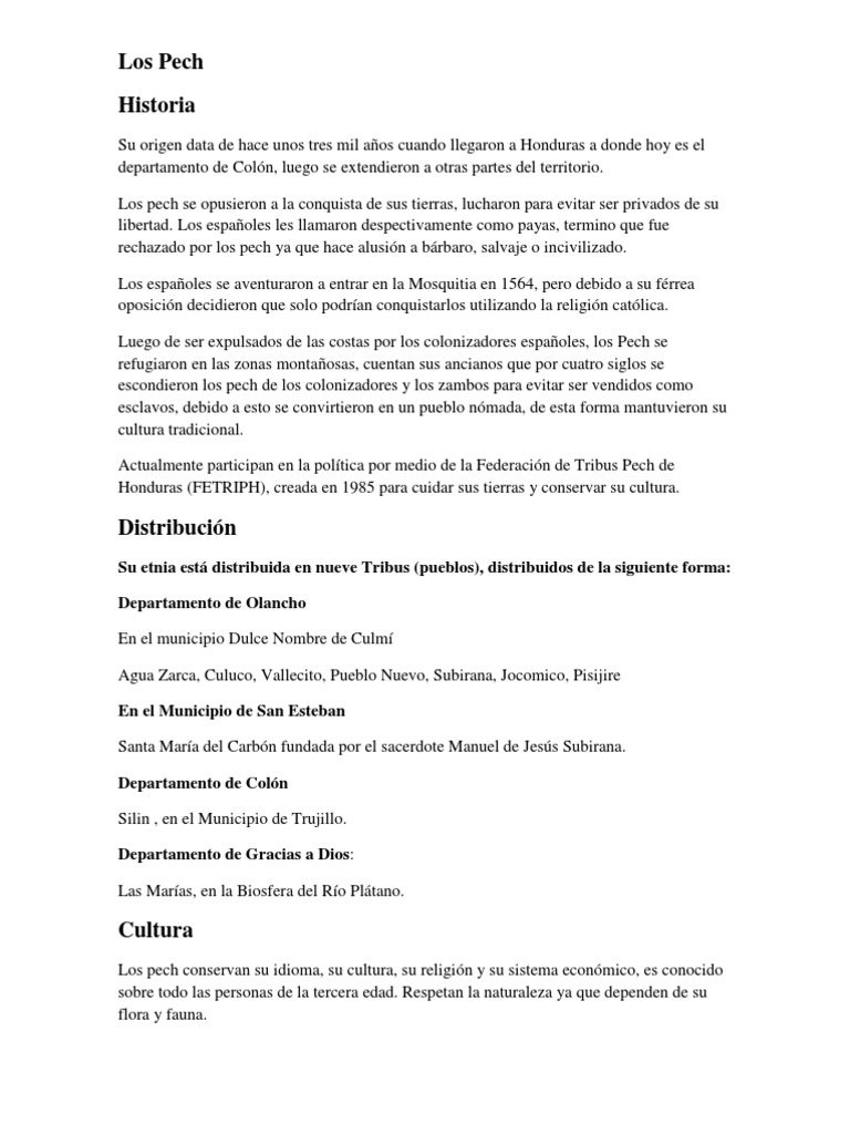 Los Pech | PDF | Pueblos Indígenas de las Américas | Personas