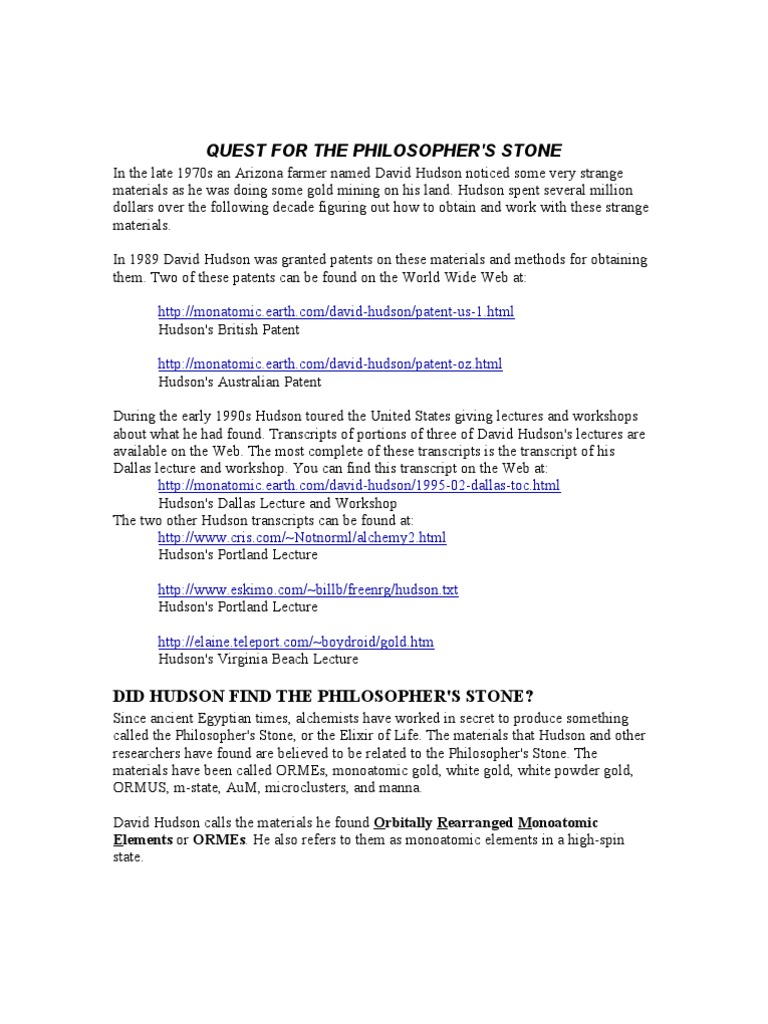 Ormus - Quest For The Philosophers Stone and Addendum | PDF | Boson ...