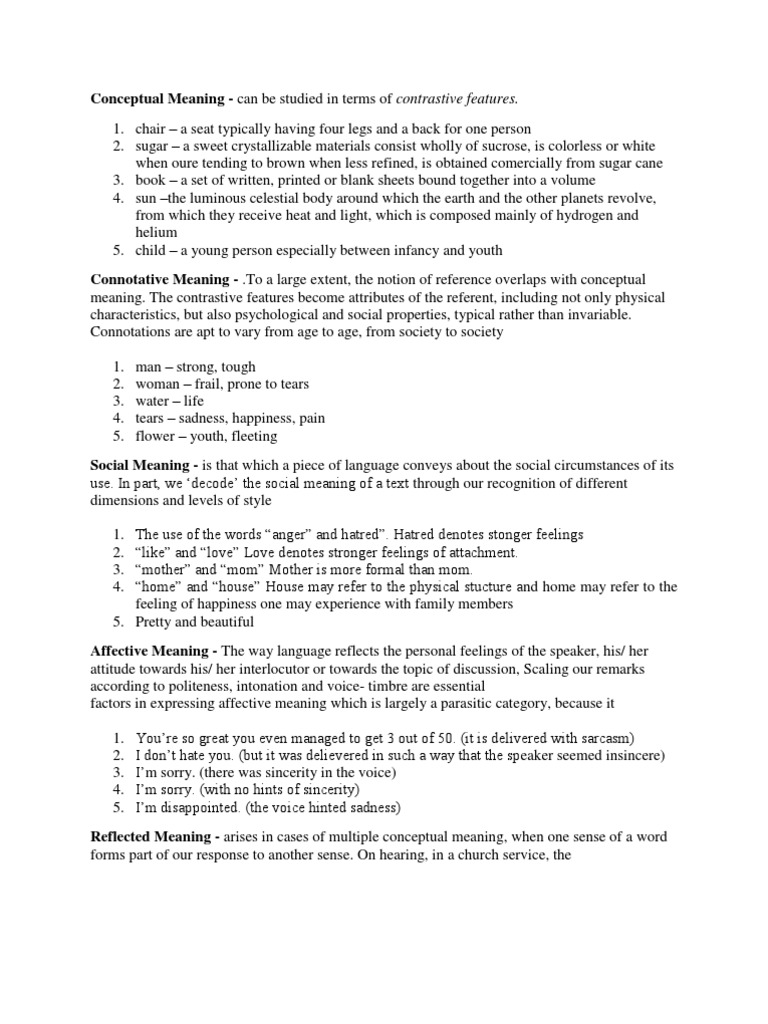 Semantics - Types of Meaning | PDF | Semantics | Love