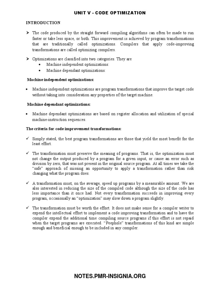 Unit 5 Compiler | PDF