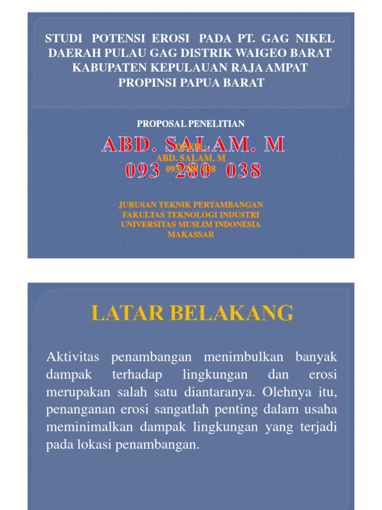 Prop. Studi Potensi Erosi Pada PT Gag Nkel Papua Barat | PDF | Sains ...