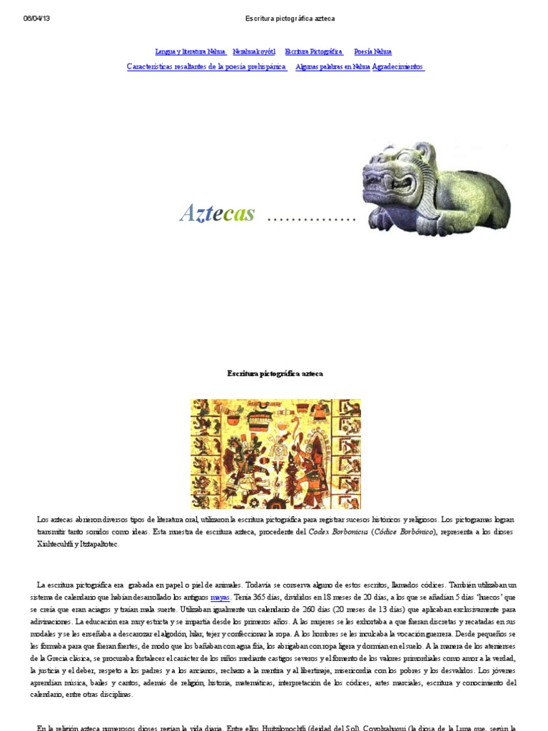 Escritura y Poesía Azteca | PDF | Náhuatl | azteca